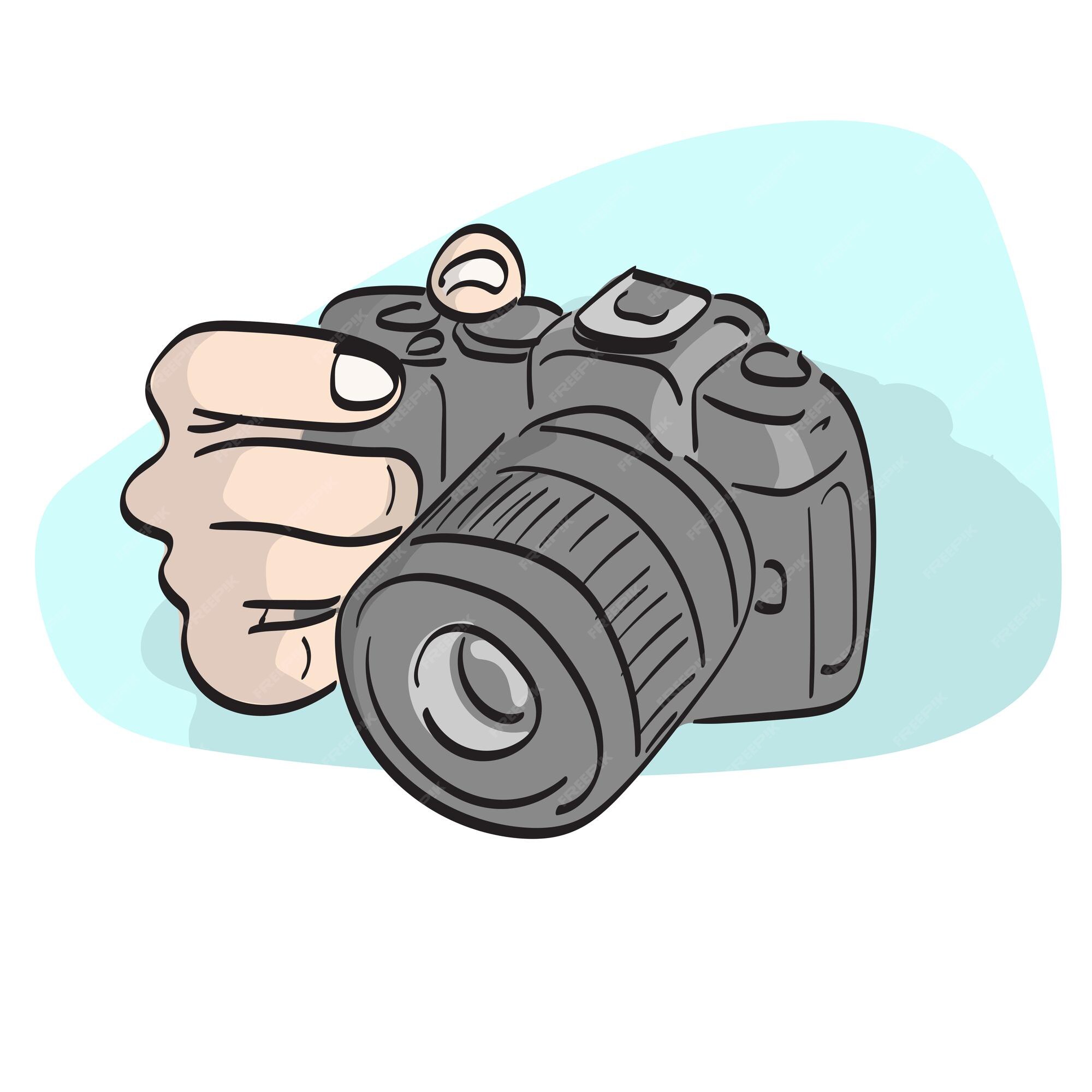 Premium Vector | Closeup hand holding professional dslr camera ... Premium Vector | Closeup hand holding professional dslr camera ...