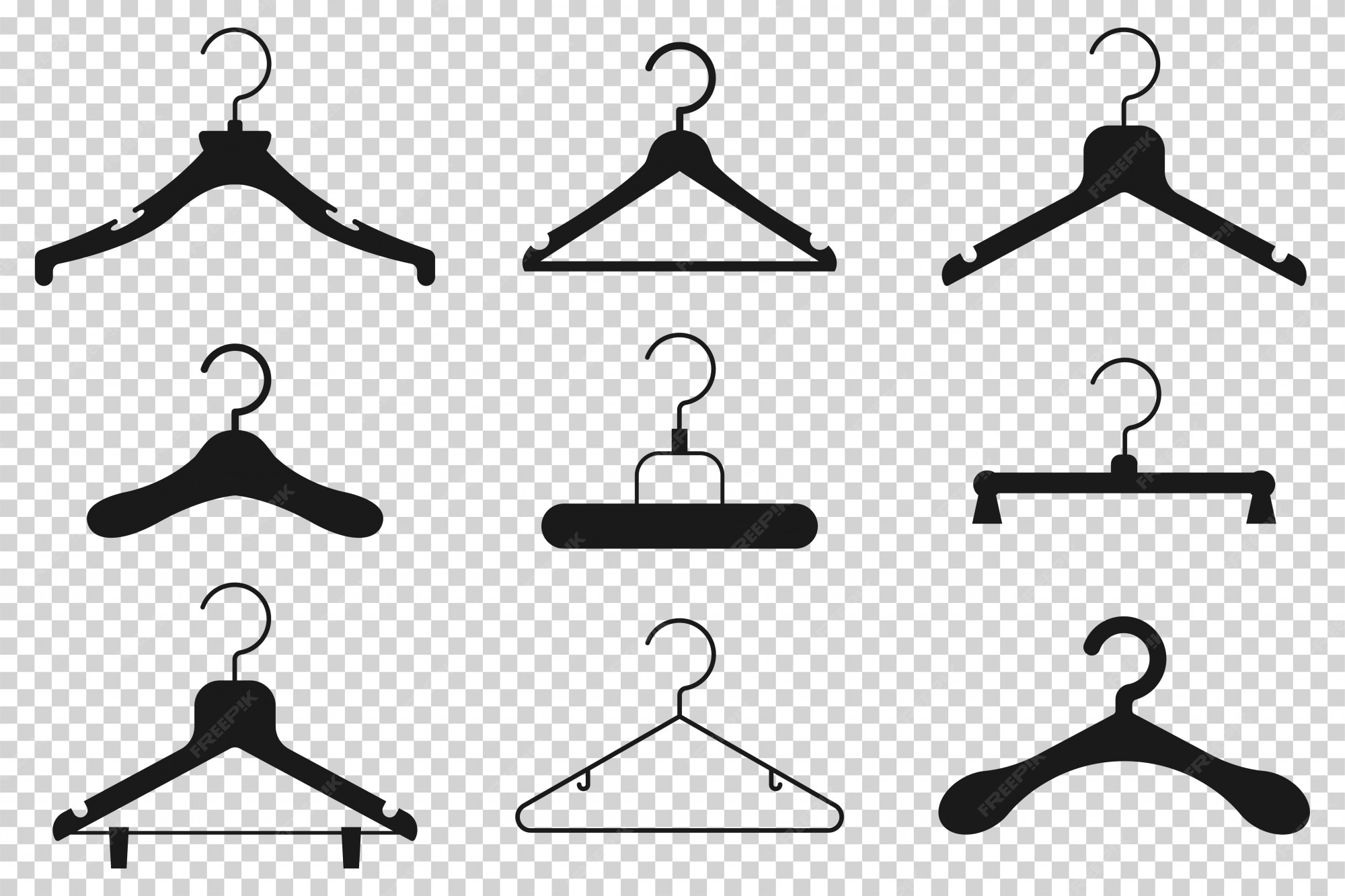 Premium Vector | Clothes hanger black silhouette cartoon flat icon set ... Premium Vector | Clothes hanger black silhouette cartoon flat icon set ...