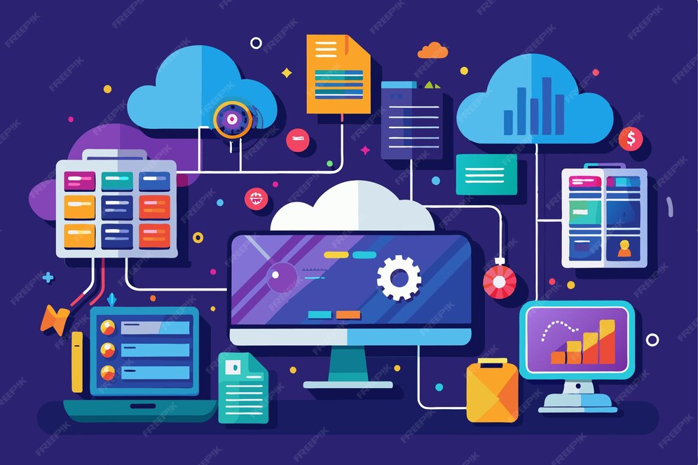 Cloud computing connections showcase various data management tools and ...