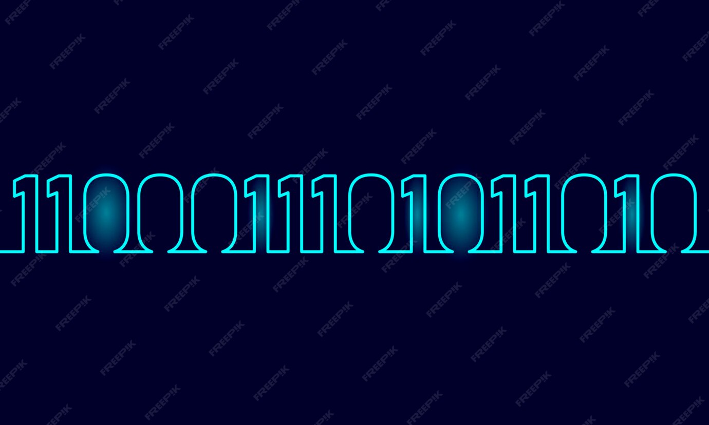 Premium Vector Cloud Computing Continuous Line Art Border From Binary Code Numbers Big Data