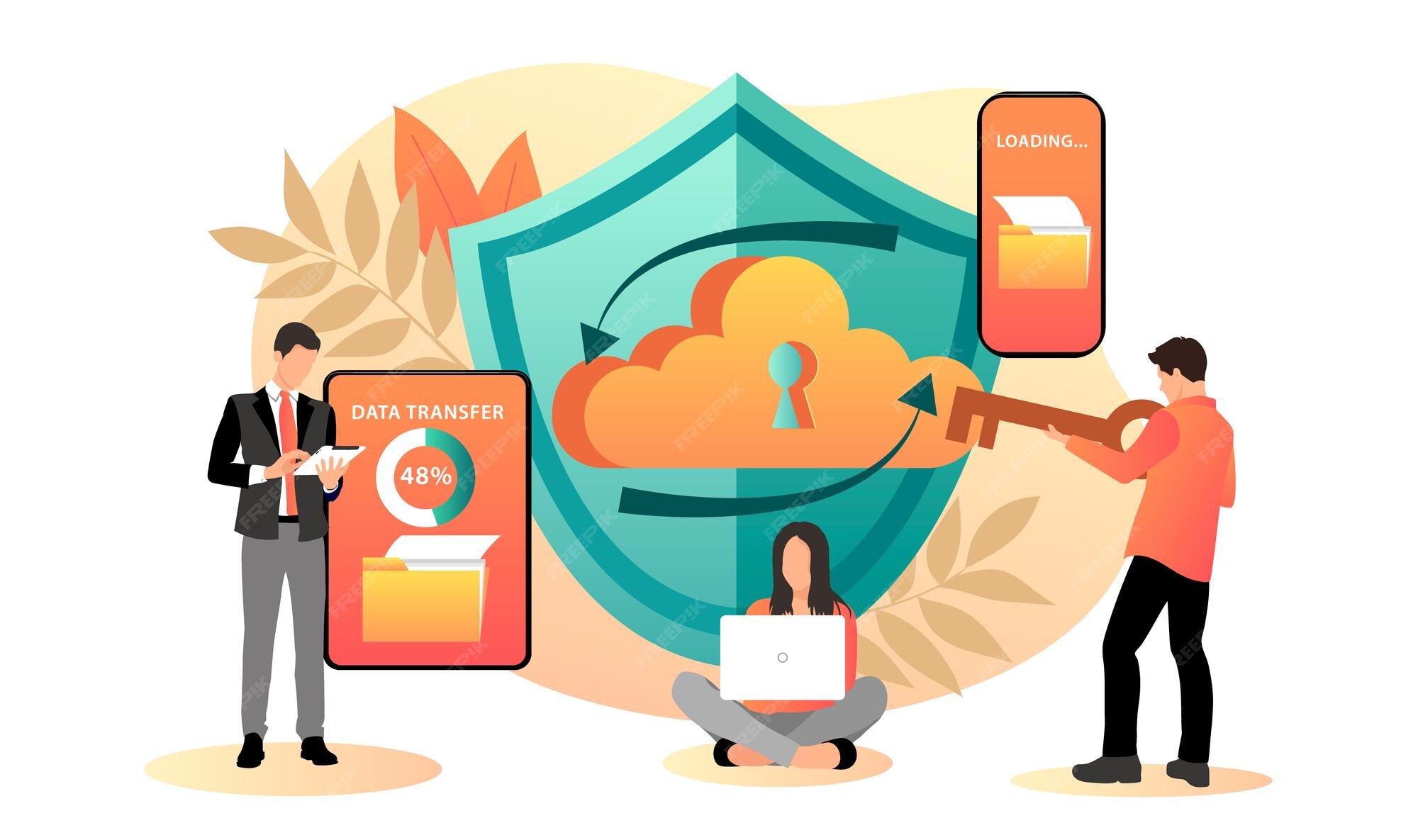 Premium Vector | Cloud storage design concept internet data exchange ...