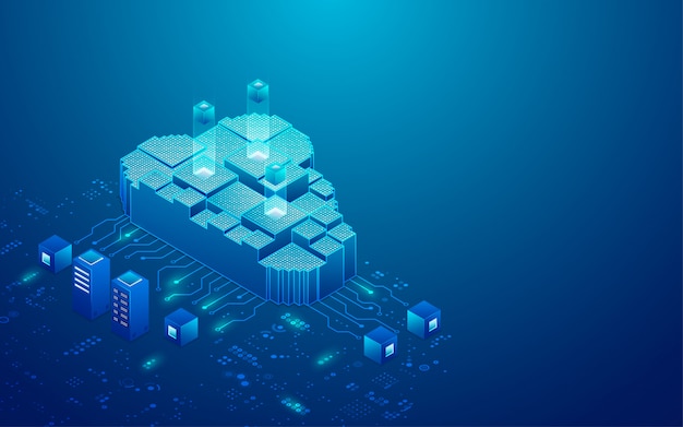 Premium Vector | Cloud storage in isometric view Premium Vector | Cloud storage in isometric view