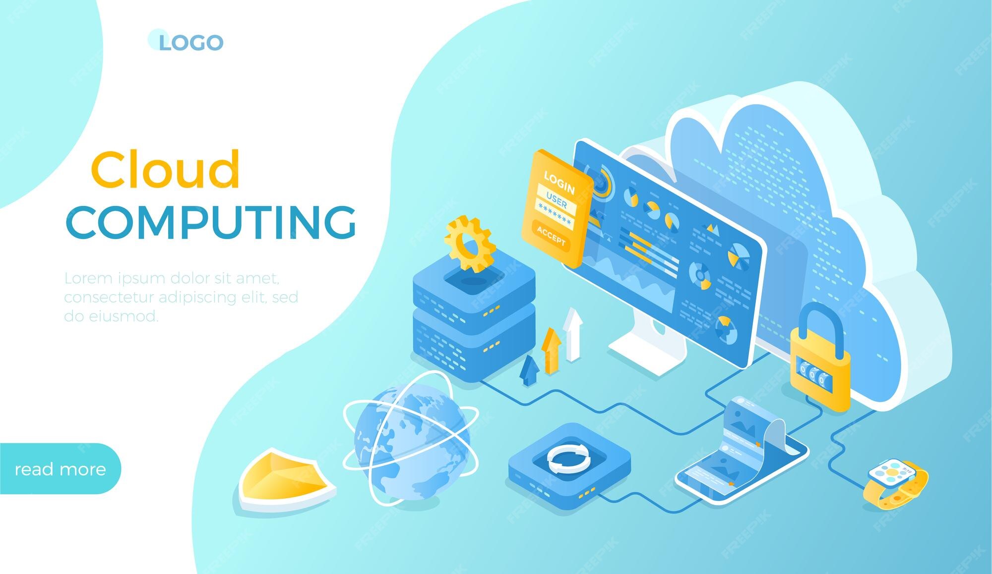 Premium Vector | Cloud Technology Computing Concept Web hosting server equipment computer web ...