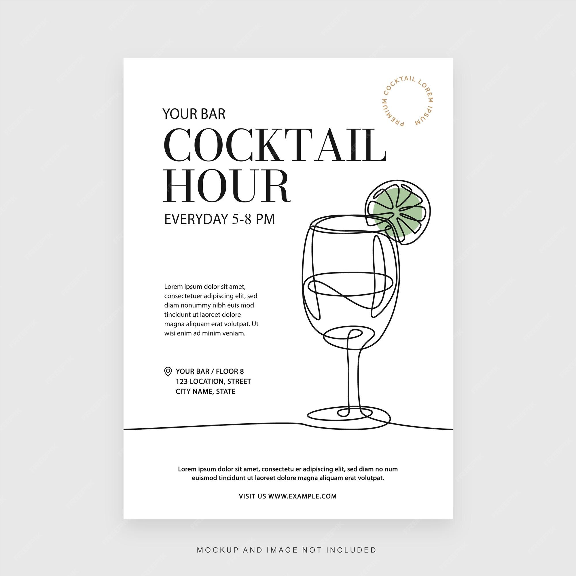 Premium Vector Cocktail Hour Night Bar Flyer Template In Vector
