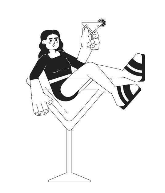 Premium Vector Cocktail Party Monochrome Concept Vector Spot Illustration