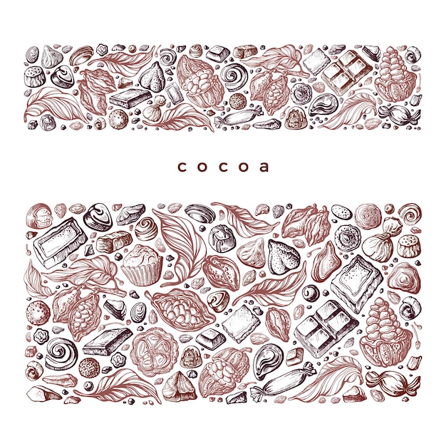 Premium Vector | Cocoa chocolate sweets template vector sketch Premium Vector | Cocoa chocolate sweets template vector sketch