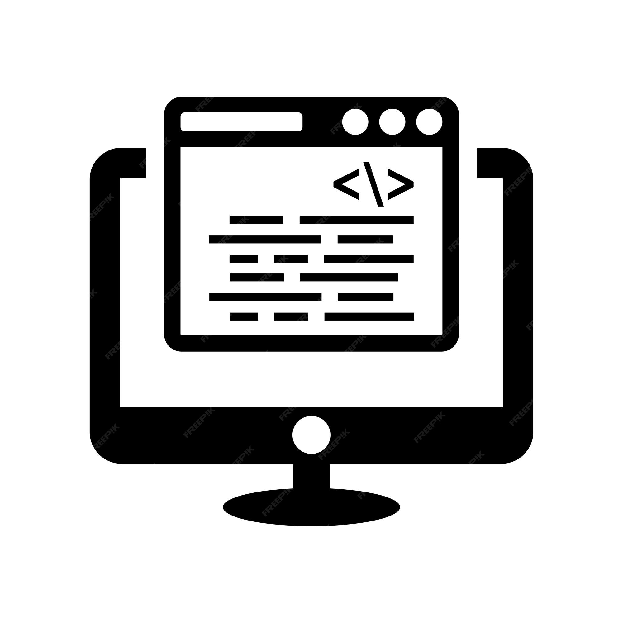 Premium Vector | Code coding input programming icon Black vector graphics