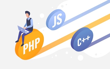 Premium Vector | Code development work web engineering coder sitting on ...