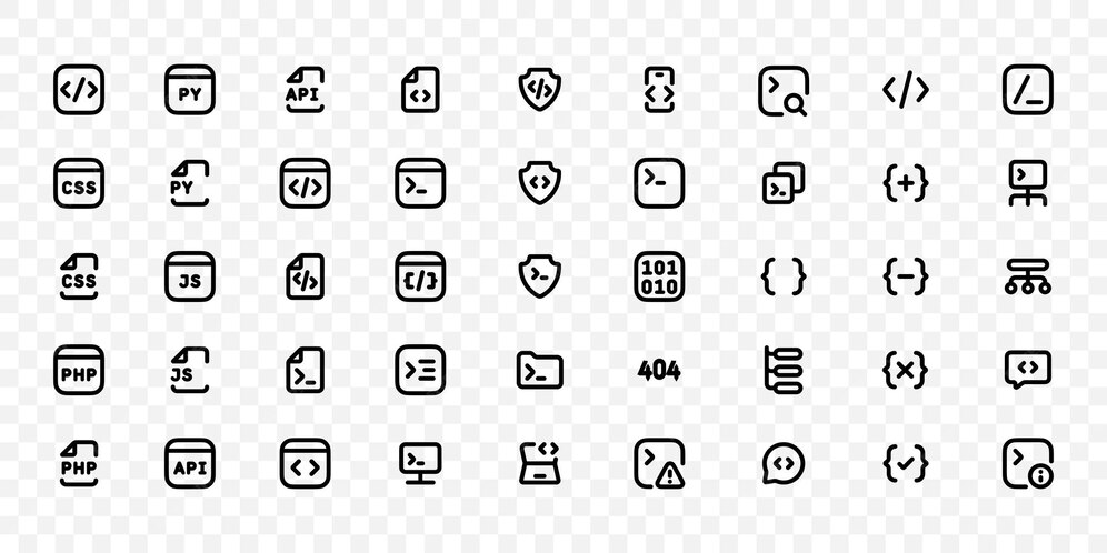 Premium Vector | Code Programming icons programming languages symbols ...