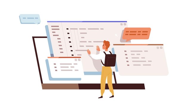 Backend Developer Cartoon Vectors & Illustrations for Free Download