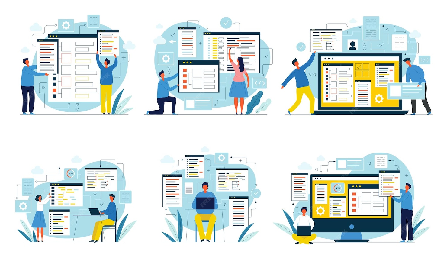 Premium Vector | Coders people designers and programmers digital developers java script ...