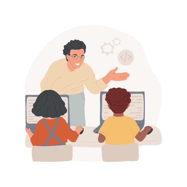 Premium Vector Coding Class Isolated Cartoon Vector Illustration