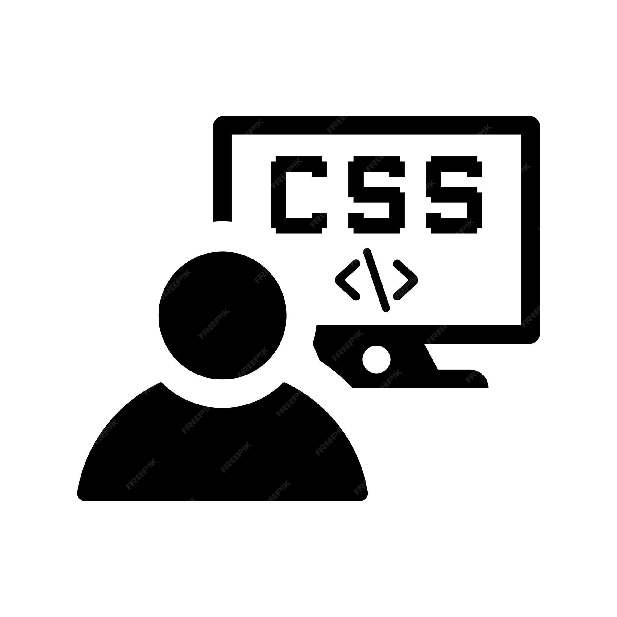 Premium Vector | Coding css developer icon Black vector graphics