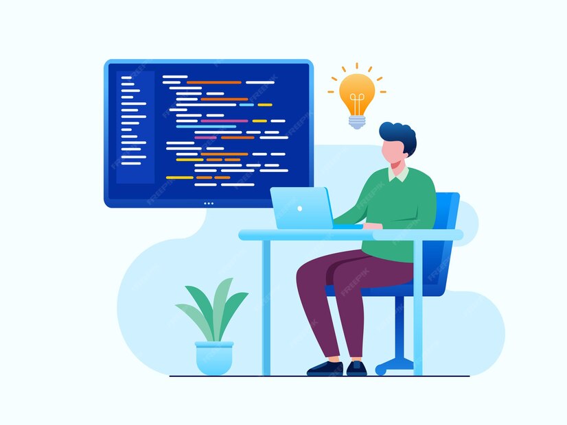 Premium Vector Coding Programmer Developer Flat Vector Illustration
