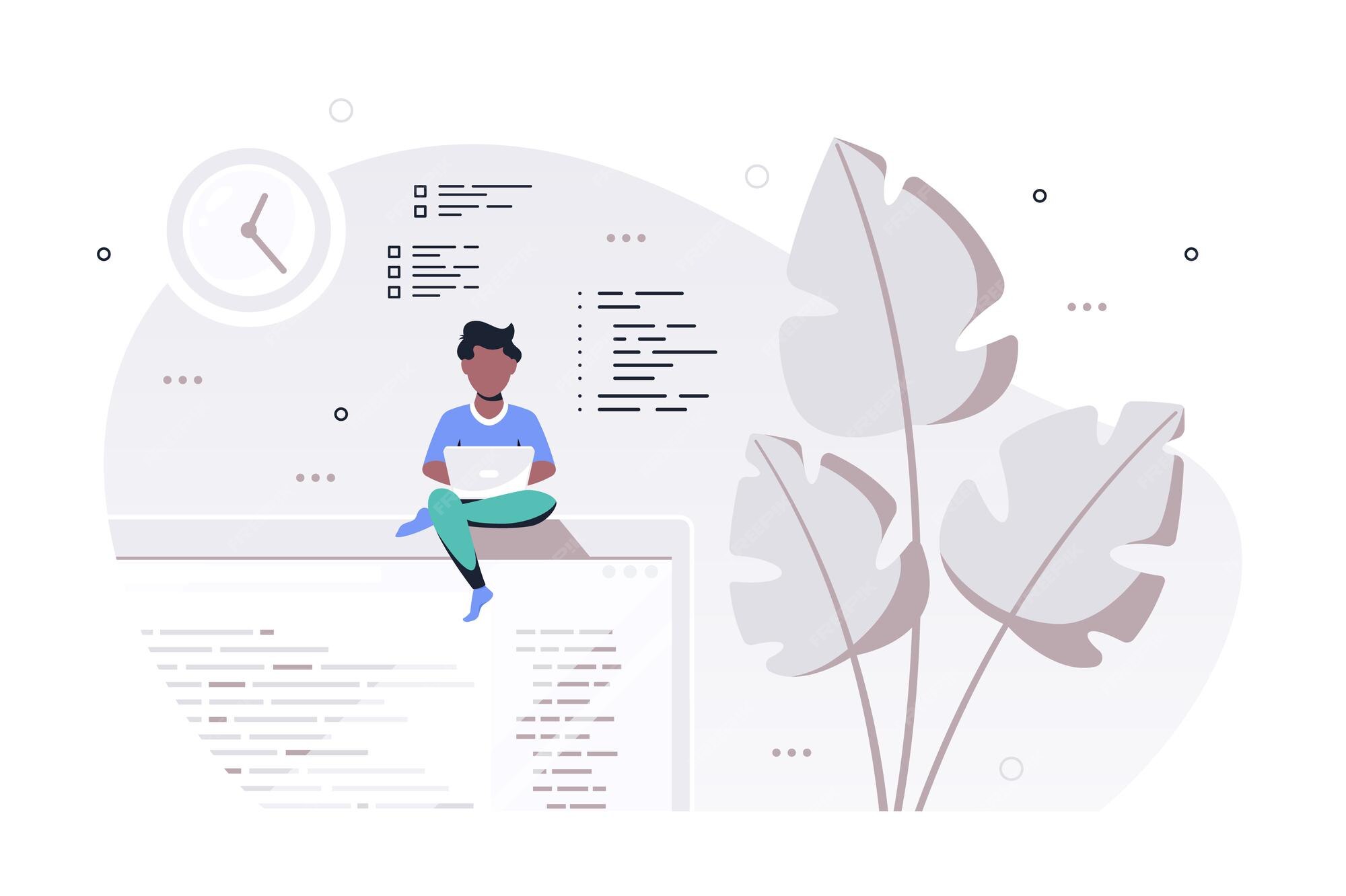 Premium Vector Coding Programming Application Development Concept Black Man Programmer