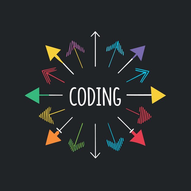 Premium Vector Coding For Software Development Or Programming Concept Multi Color Arrows