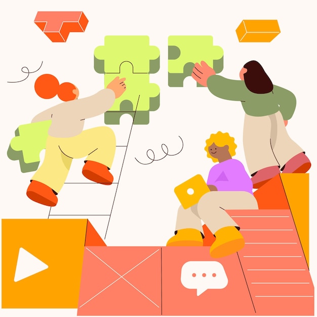 Premium Vector | Collaboration teamwork illustration Premium Vector | Collaboration teamwork illustration