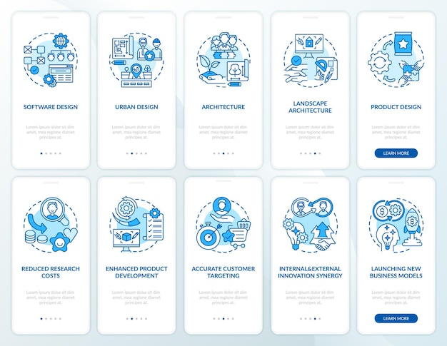 Premium Vector | Collaborative development onboarding mobile app page screen with concepts set ...