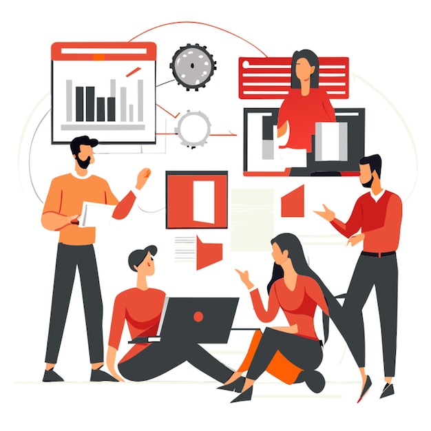Premium Vector Collaborative Group Project Vector Illustration Flat 2