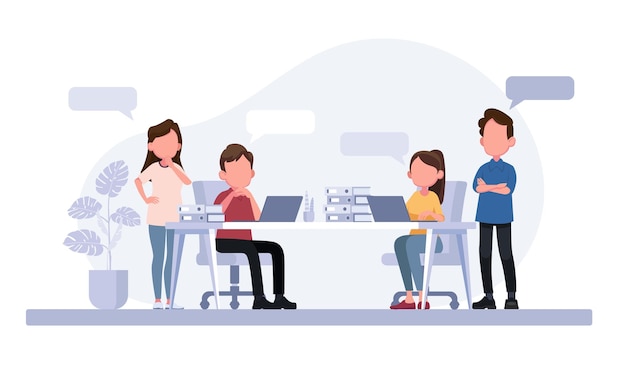 Premium Vector | Colleagues working together on project Premium Vector | Colleagues working together on project