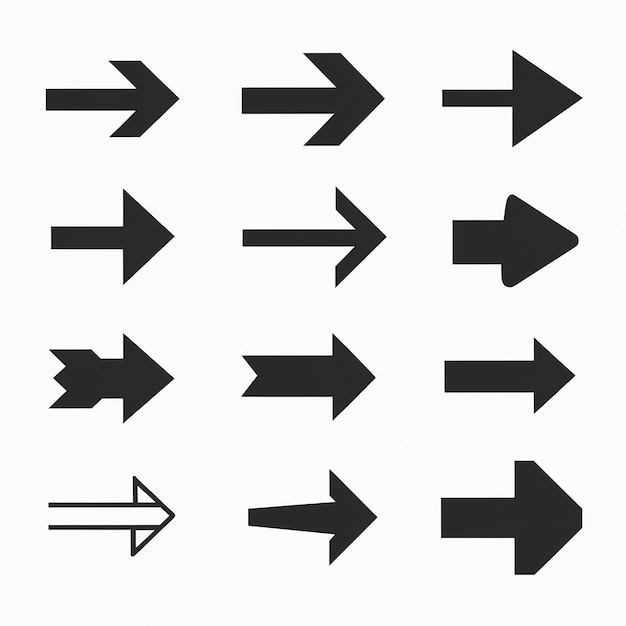 Premium Vector A Collection Of Arrow Symbols In Various Orientations