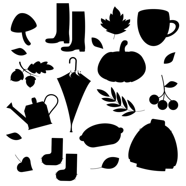 Premium Vector Collection Of Autumn Silhouette Elements Vector