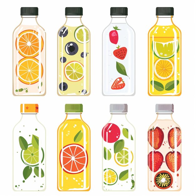 Premium Vector | A collection of bottles with different types of lemons ... Premium Vector | A collection of bottles with different types of lemons ...