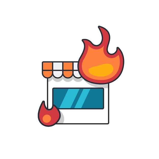Premium Vector | Collection colored thin icon of burning shop insurance ... Premium Vector | Collection colored thin icon of burning shop insurance ...