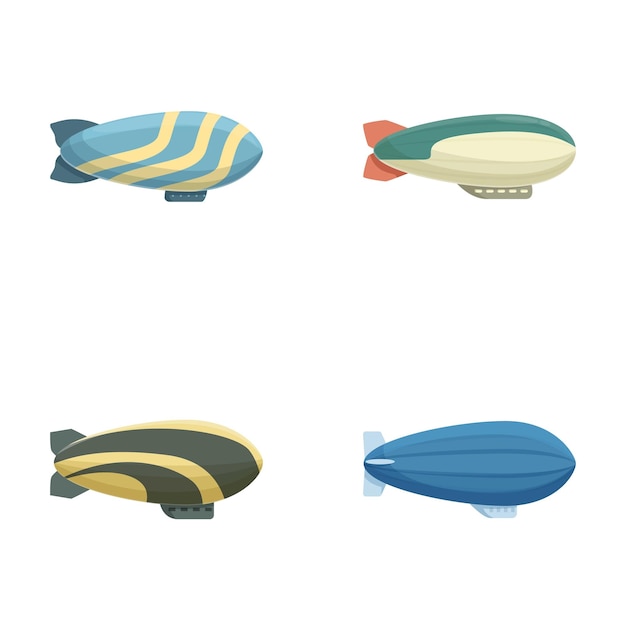 Premium Vector | Collection of colorful cartoon airships Premium Vector | Collection of colorful cartoon airships