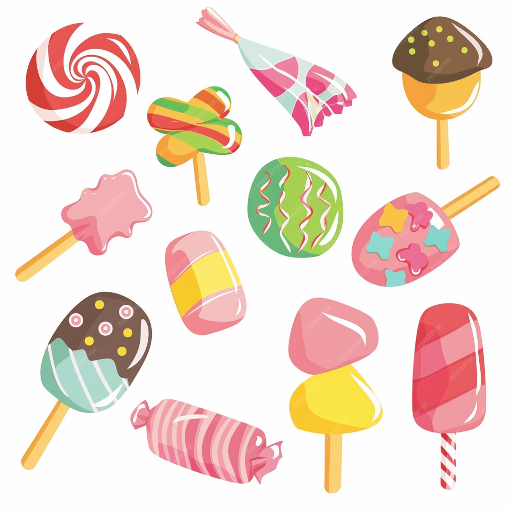 Premium Vector A Collection Of Colorful Ice Creams And Candy