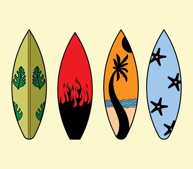 Premium Vector | Collection of colorful surfboard vector Premium Vector | Collection of colorful surfboard vector