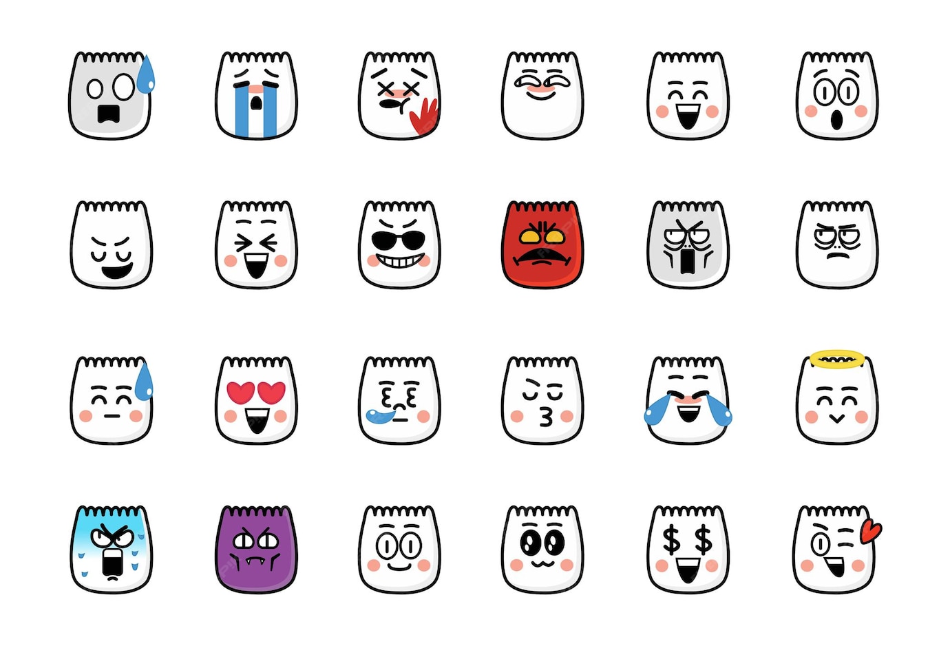 Premium Vector Collection Of Cute Emoticons Tiktok Emojis Set For Social Media Reactions