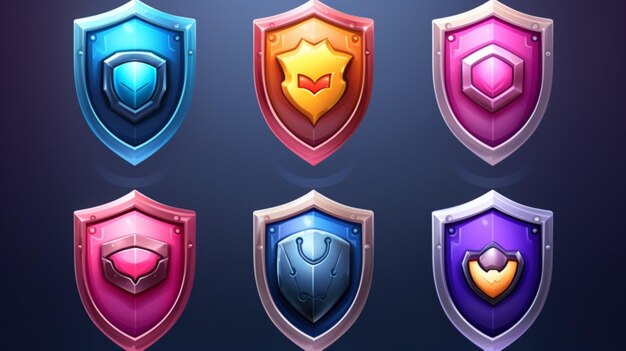 Premium Vector | A collection of different colored shields with ... Premium Vector | A collection of different colored shields with ...