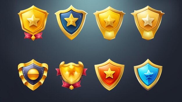 Premium Vector | A collection of different colored shields Premium Vector | A collection of different colored shields