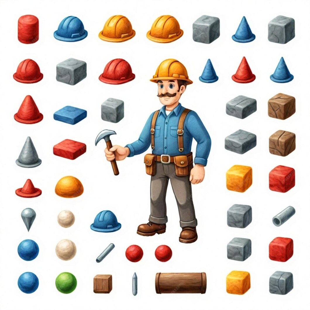 A collection of different types of construction materials including a ... A collection of different types of construction materials including a ...