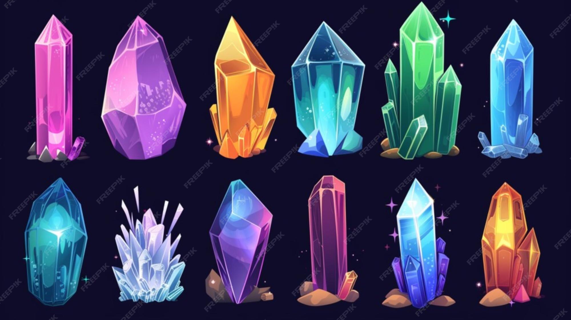 Premium Vector | A collection of different types of crystals Premium Vector | A collection of different types of crystals