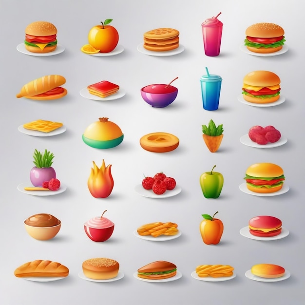 Premium Vector | A collection of different types of food including a ... Premium Vector | A collection of different types of food including a ...