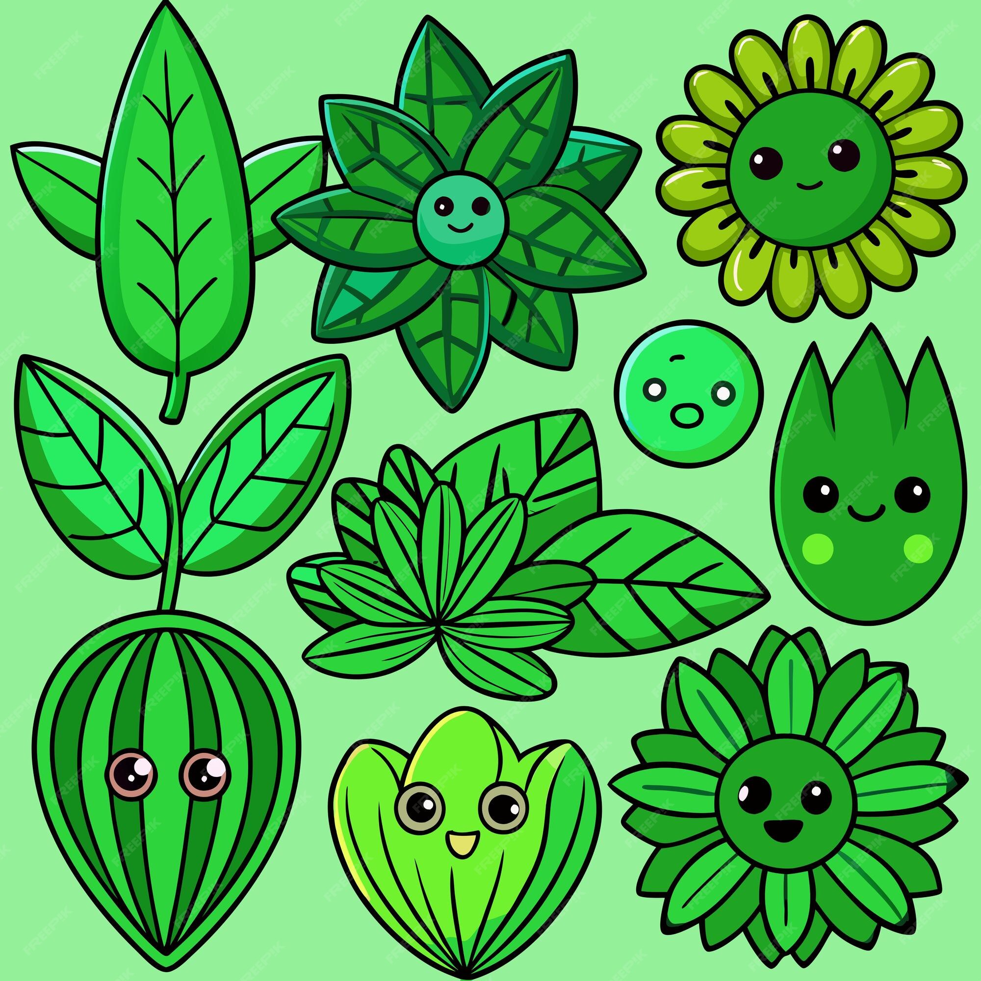 A Collection Of Different Types Of Plants Including One That Has A Face On It Premium Ai