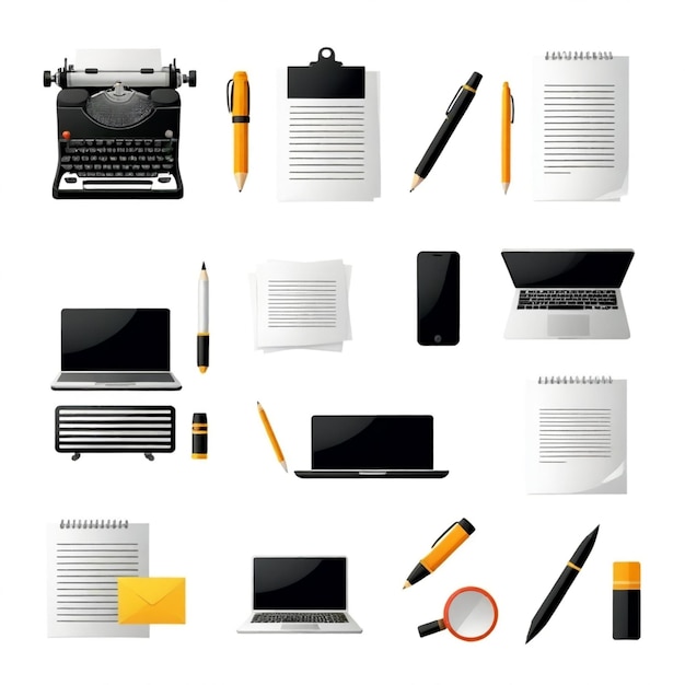 A collection of different types of writing and a typewriter | Premium ... A collection of different types of writing and a typewriter | Premium ...