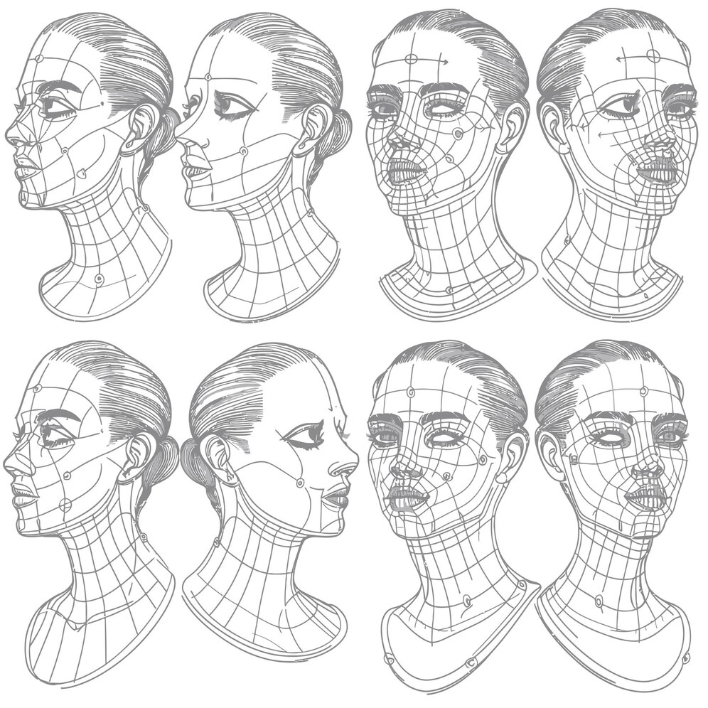 Premium Vector | A collection of drawings of women with different ... Premium Vector | A collection of drawings of women with different ...