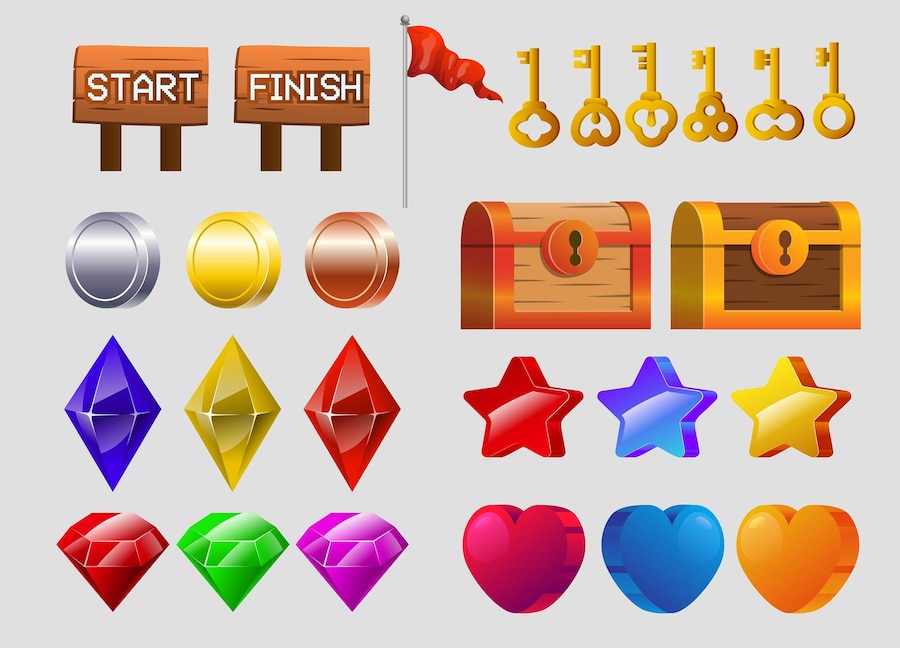 Premium Vector | Collection of isolated vector game assets for game ... Premium Vector | Collection of isolated vector game assets for game ...