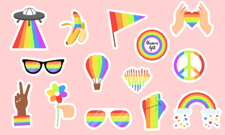 Premium Vector Collection Of Lbgtq Stickers Set Of Clip Art Rainbow