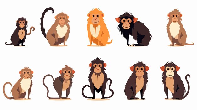 Premium Vector | A collection of monkeys from the series Premium Vector | A collection of monkeys from the series