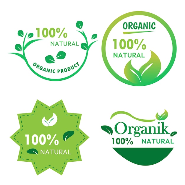 Premium Vector Collection Of Natural Organic Product Labels Green Badge