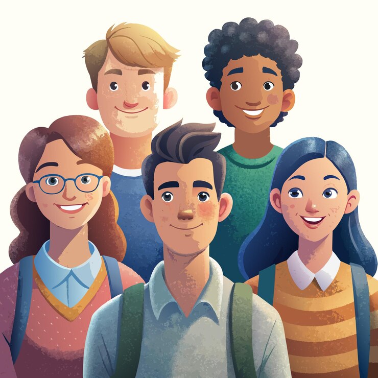 Premium Vector | College students flat vector illustration Premium Vector | College students flat vector illustration