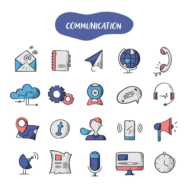 Premium Vector | Color Communication icons Premium Vector | Color Communication icons