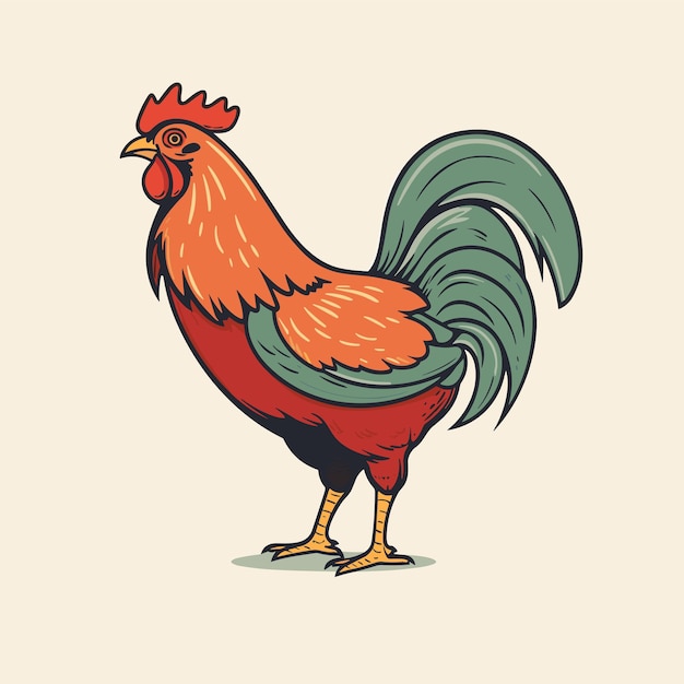 Premium Vector A Colored Rooster Vector Illustration Cock A Bright