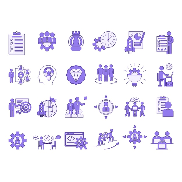 Premium Vector | Colored set of management icons Premium Vector | Colored set of management icons