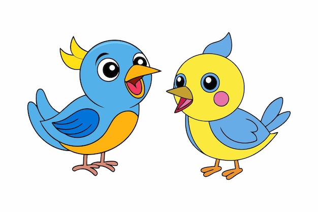Premium Vector | Colorful Cute Singing two Birds vector Illustration Premium Vector | Colorful Cute Singing two Birds vector Illustration