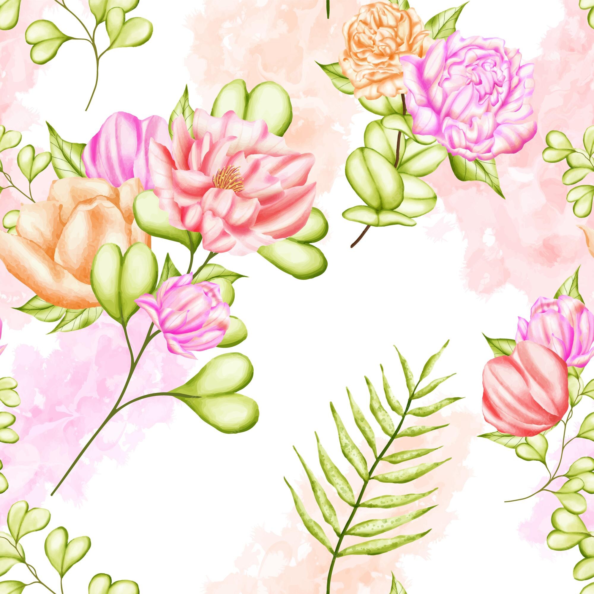 Premium Vector Colorful Floral Watercolor Seamless Pattern